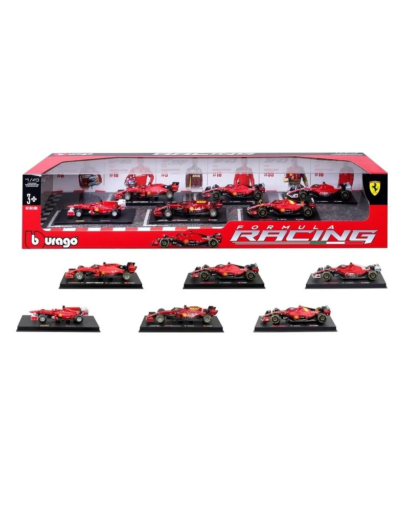 BURAGO Formula Racing Ferrari 1:43 Scale Die Cast Cars 6-Pack - SaveAton